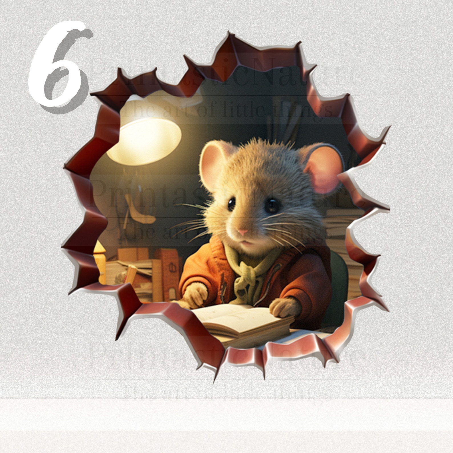 Mouse Hole 3D Wall Sticker, Teacher Gift, Book Lover, Mouse Reading ...