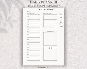 Minimalist Daily Planner, Printable Planner, Digital Planner PDF - Etsy
