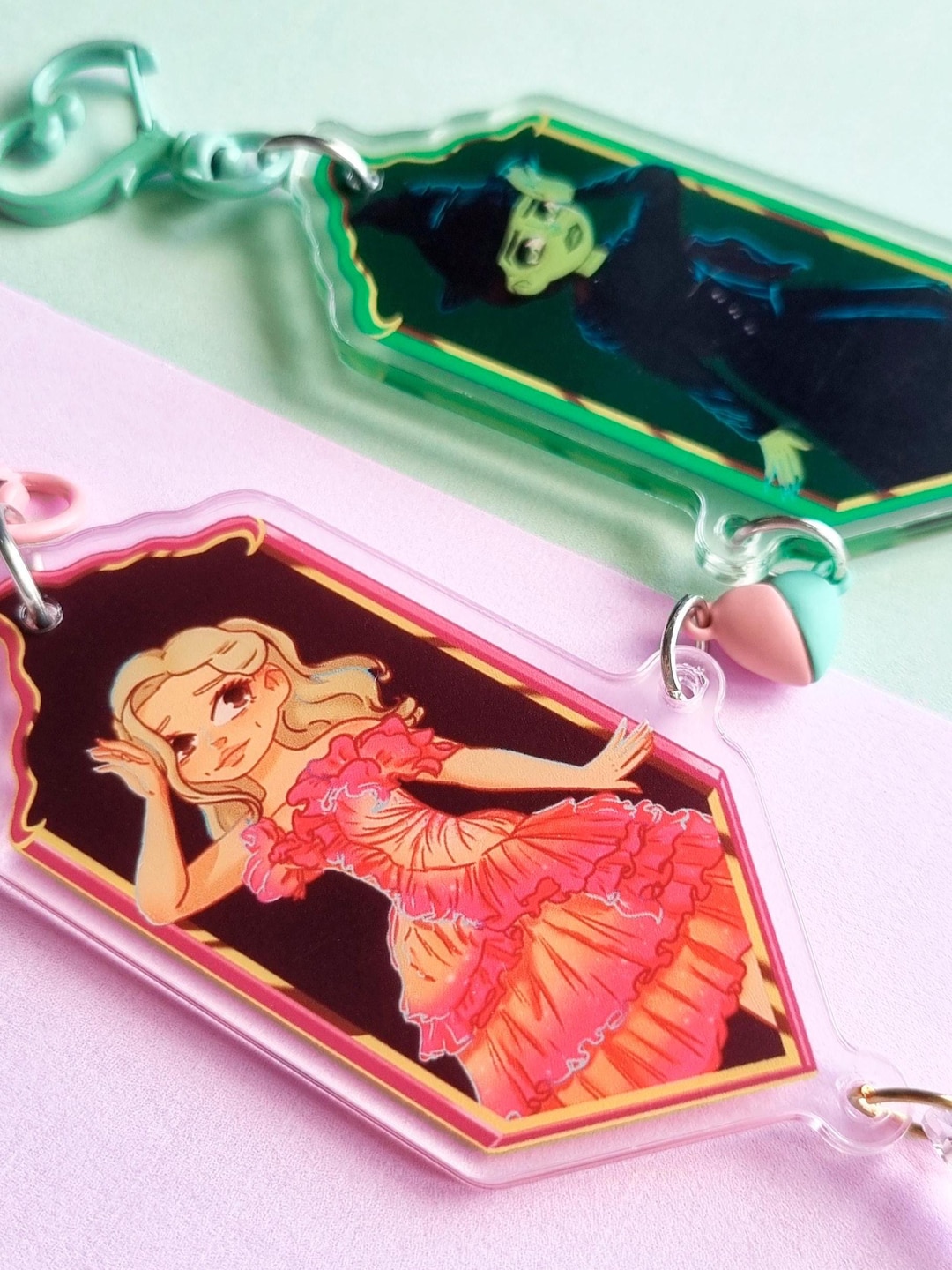 Wicked Glinda and Elphaba Inspired Keychain Charm and Stickers - Etsy