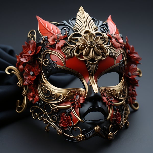 Red and Gold Mask - Etsy