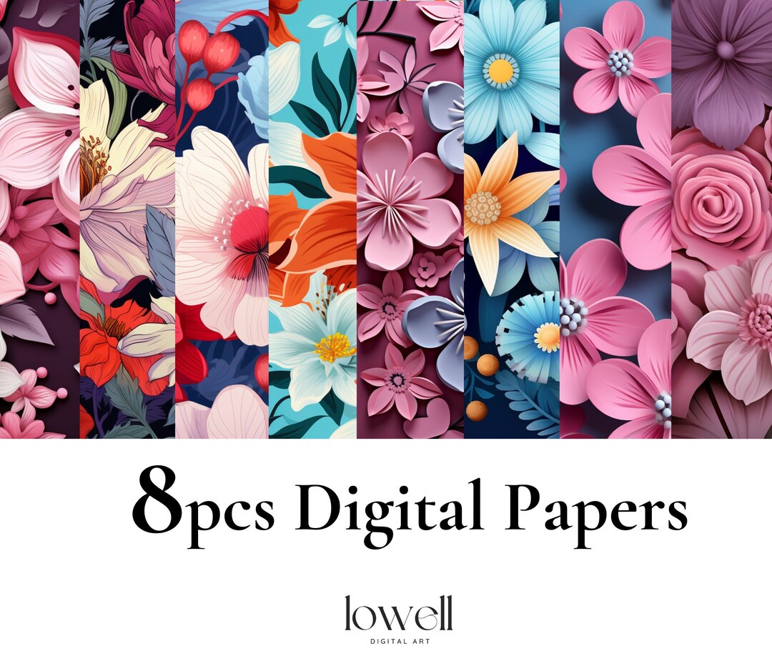 Flowers Digital Paper, Flowers Seamless Pattern, Floral Prints, Flowers ...