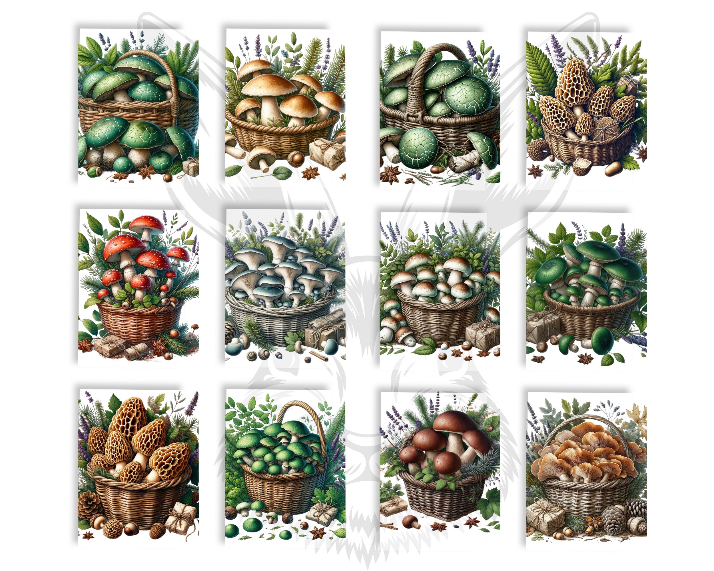 Rustic Mushroom Png Clipart Woodlands Clip Art Forest Wall Art Digital ...