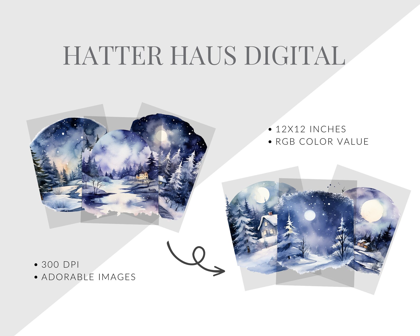 Winter Night Png Clipart Watercolor Christmas Night Png Holy Night ...