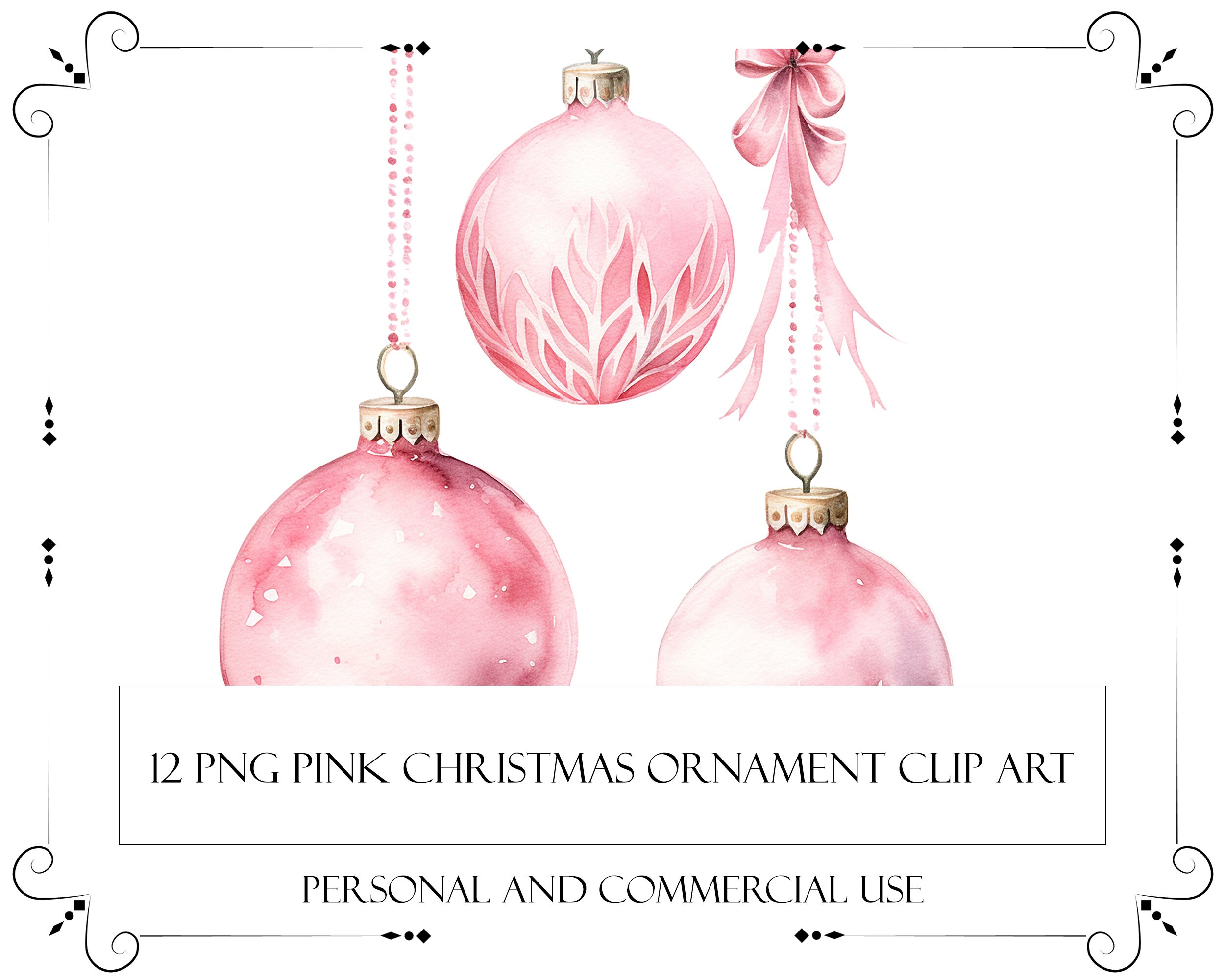Christmas Ornaments Clipart Pink Christmas Ornaments Cute Christmas ...