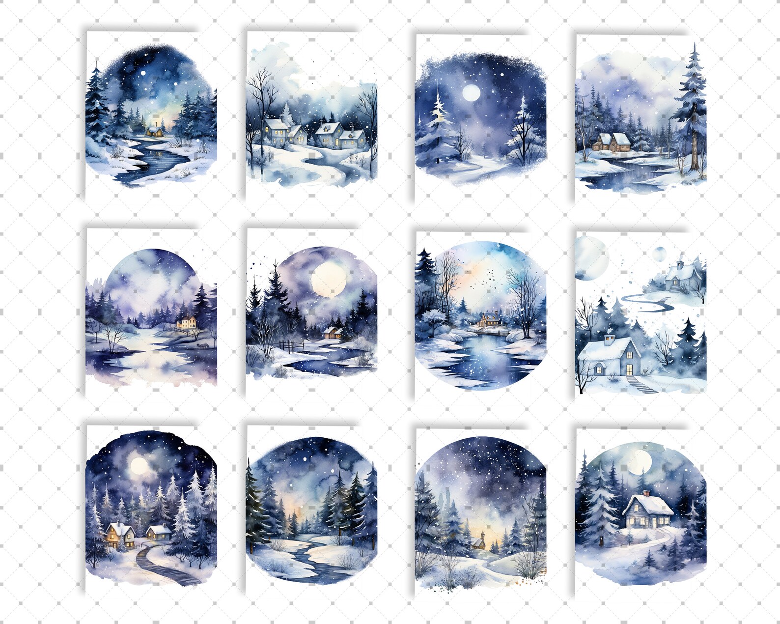 Winter Night Png Clipart Watercolor Christmas Night Png Holy Night ...