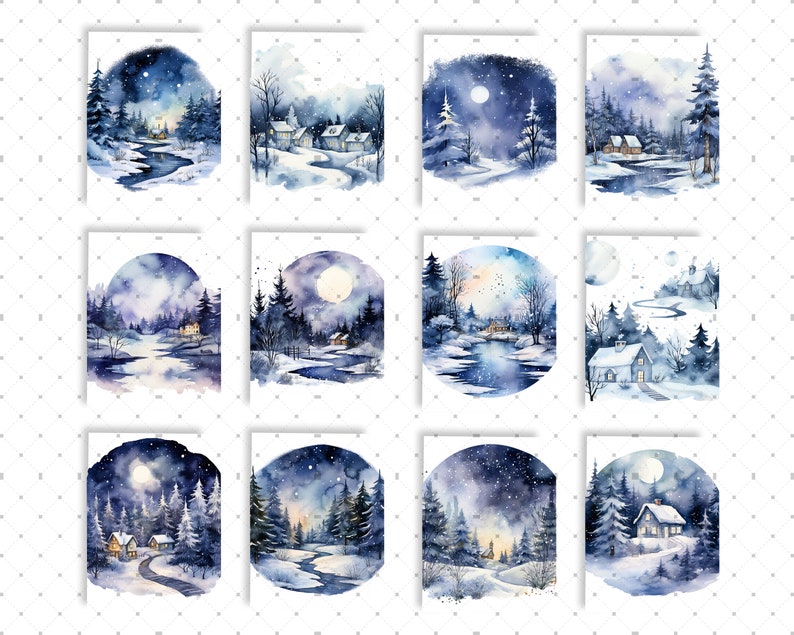 Winter Night Png Clipart Watercolor Christmas Night Png Holy Night ...