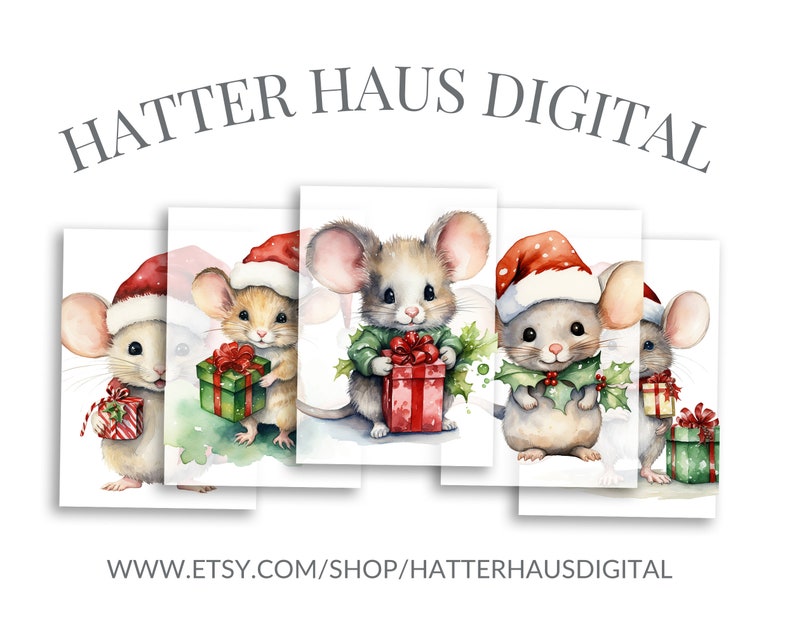 Christmas Mouse Clipart PNG Cute Christmas Mouse Watercolor Mouse ...