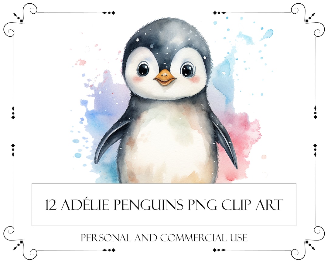 Cute Penguin Watercolor Clipart Christmas Clip Art Cute Penguin Prints ...