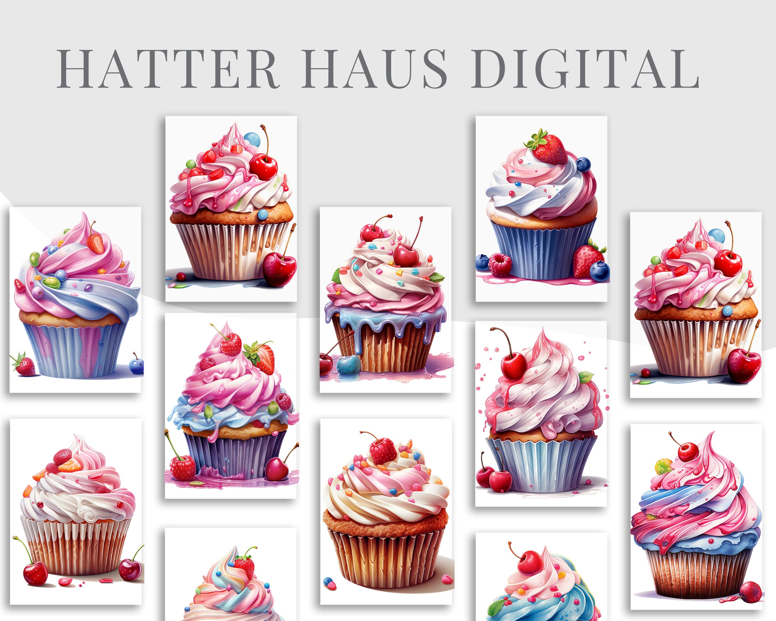 Watercolor Cupcakes Clipart, PNG Cupcake Clip Art, Watercolor Cupcake ...