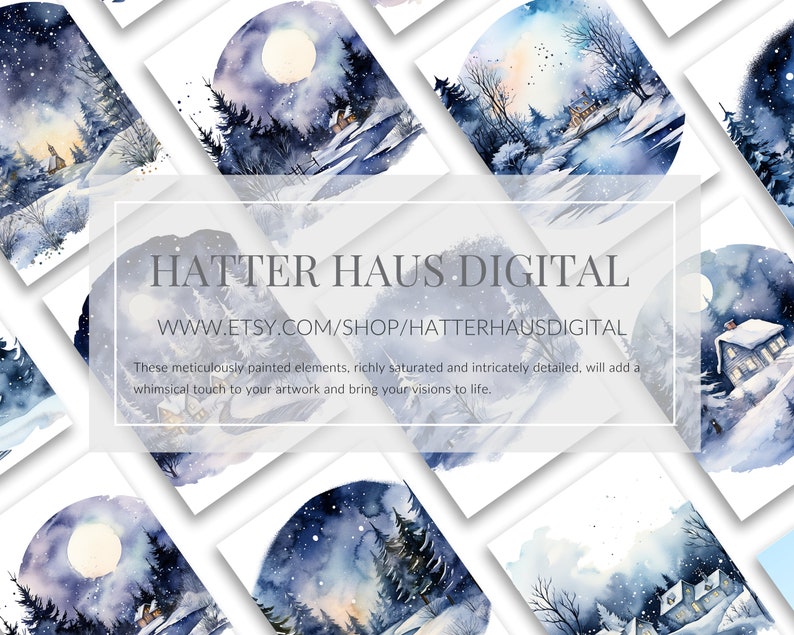 Winter Night Png Clipart Watercolor Christmas Night Png Holy Night ...