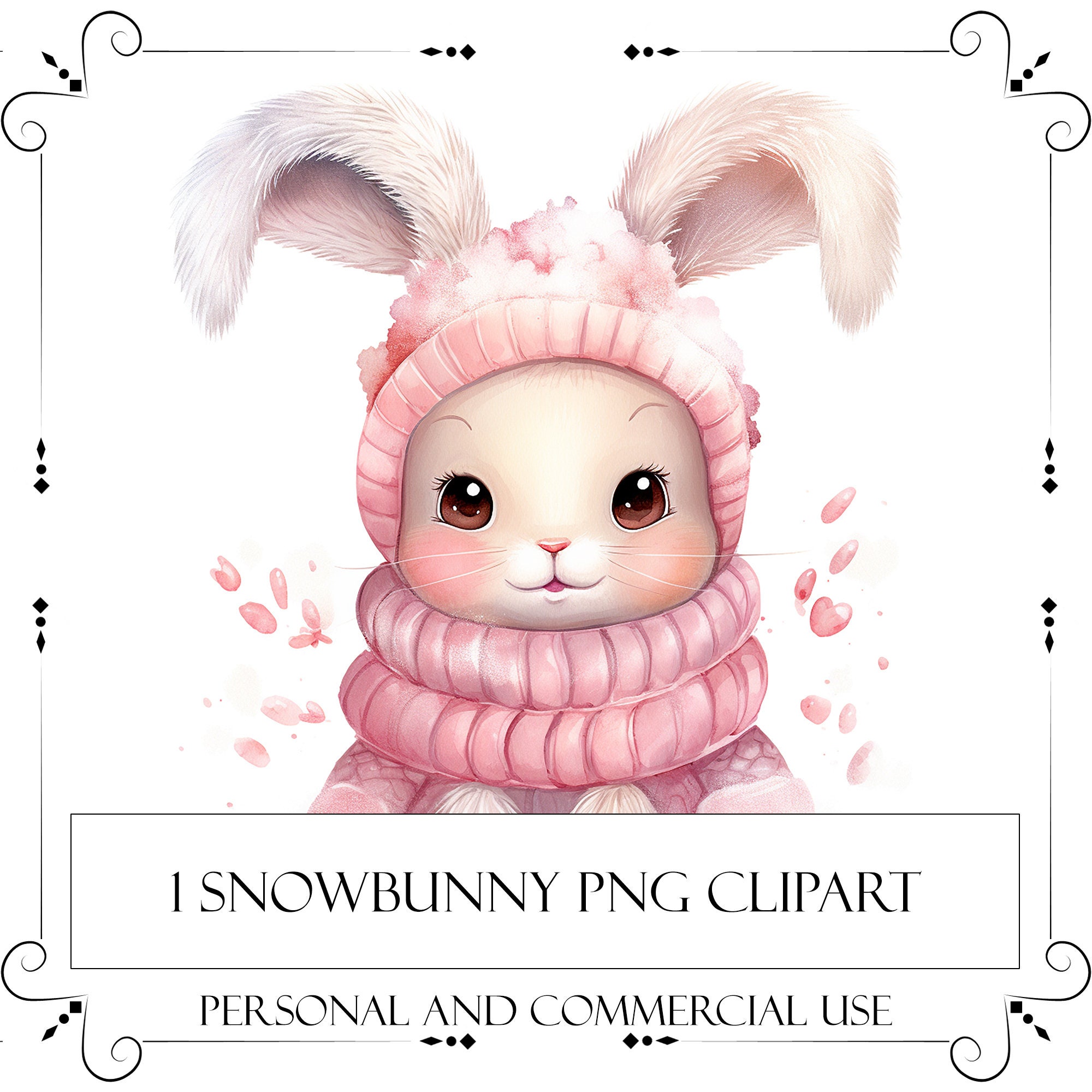 Winter Bunny Watercolor Clipart PNG Cute Forest Animals Clipart Winter ...