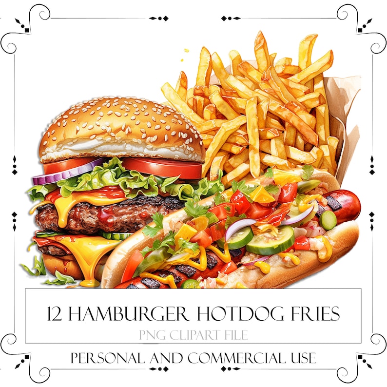 Hamburger Burger Clipart Fast Food Clipart Bundle Hamburger Clipart ...