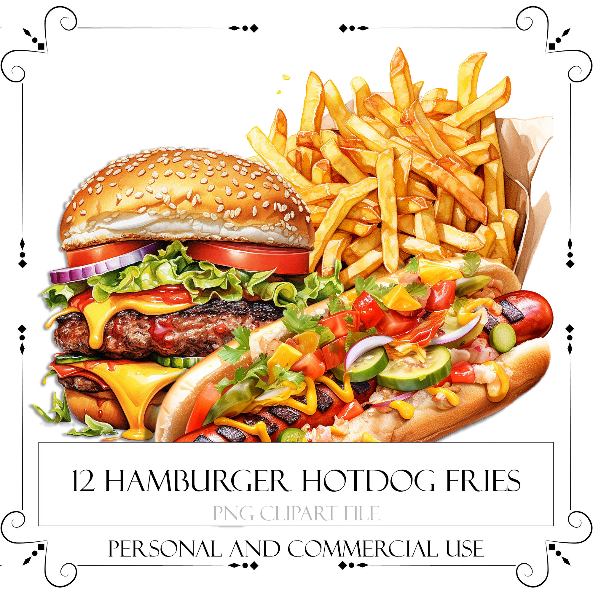 Hamburger Burger Clipart Fast Food Clipart Bundle Hamburger Clipart ...