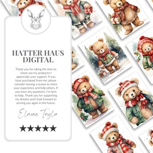 Christmas Teddy Bear Clipart Winter Watercolor Digital Planner ...