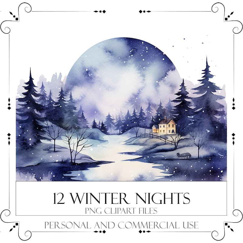 Winter Night Scene - Etsy