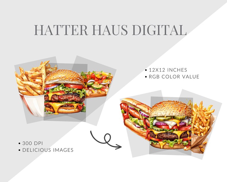 Hamburger Burger Clipart Fast Food Clipart Bundle Hamburger Clipart ...