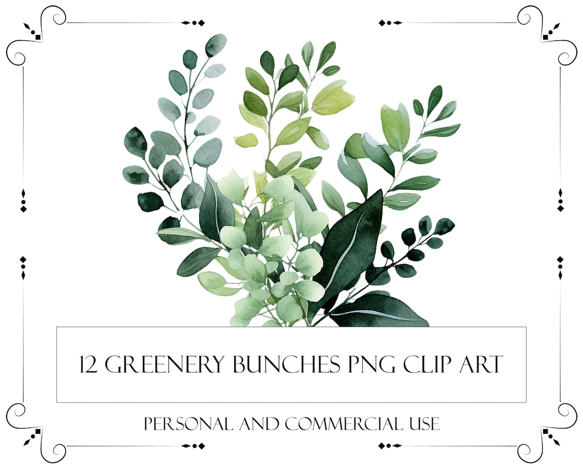 Greenery Png Clipart Wedding Invitations Watercolor Clip Art Green ...