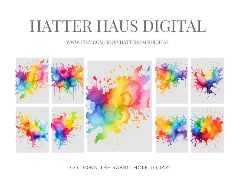 Watercolor Color Splash Clipart PNG Rainbow Splatter Clipart Commercial ...