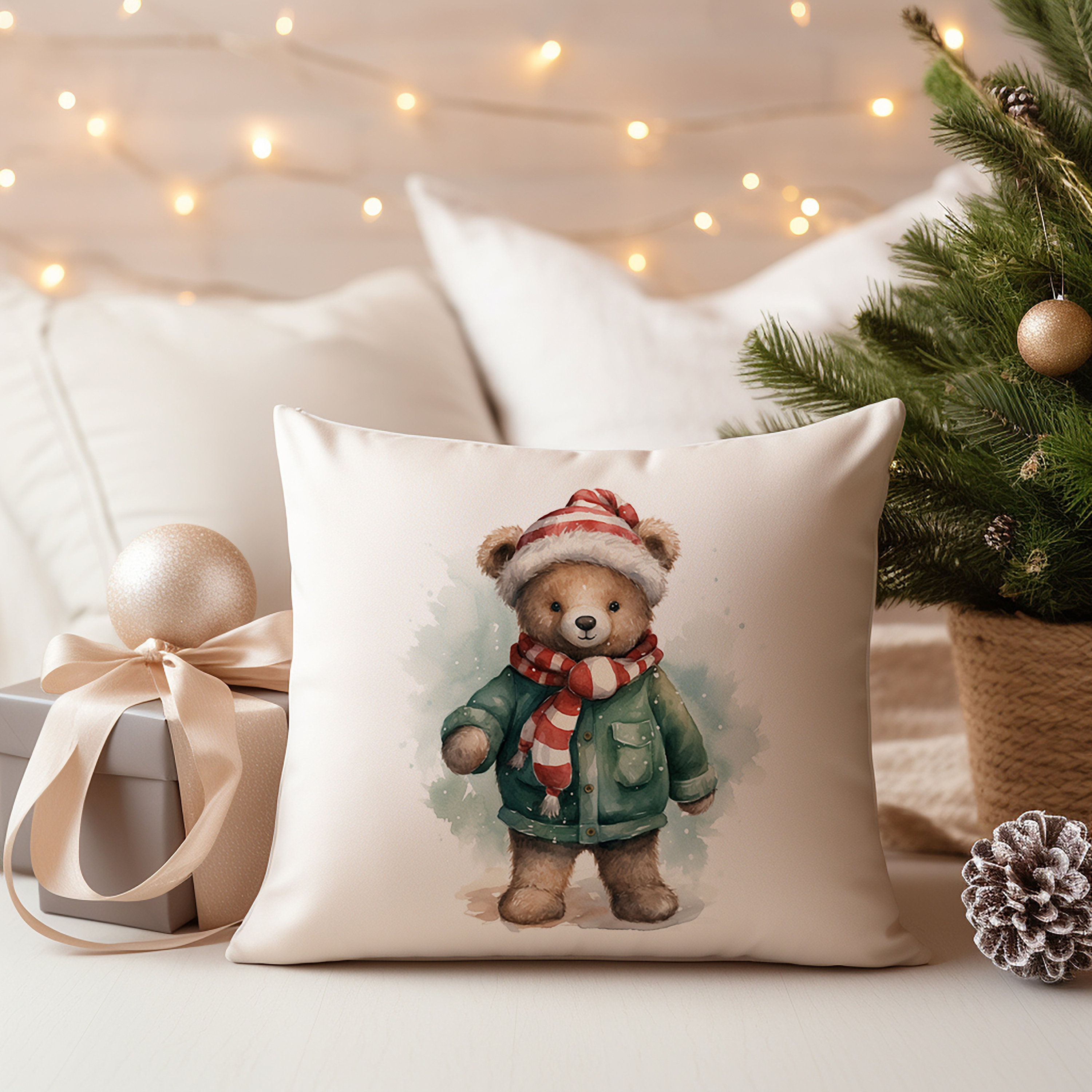 Christmas Teddy Bear Clipart Winter Watercolor Digital Planner ...