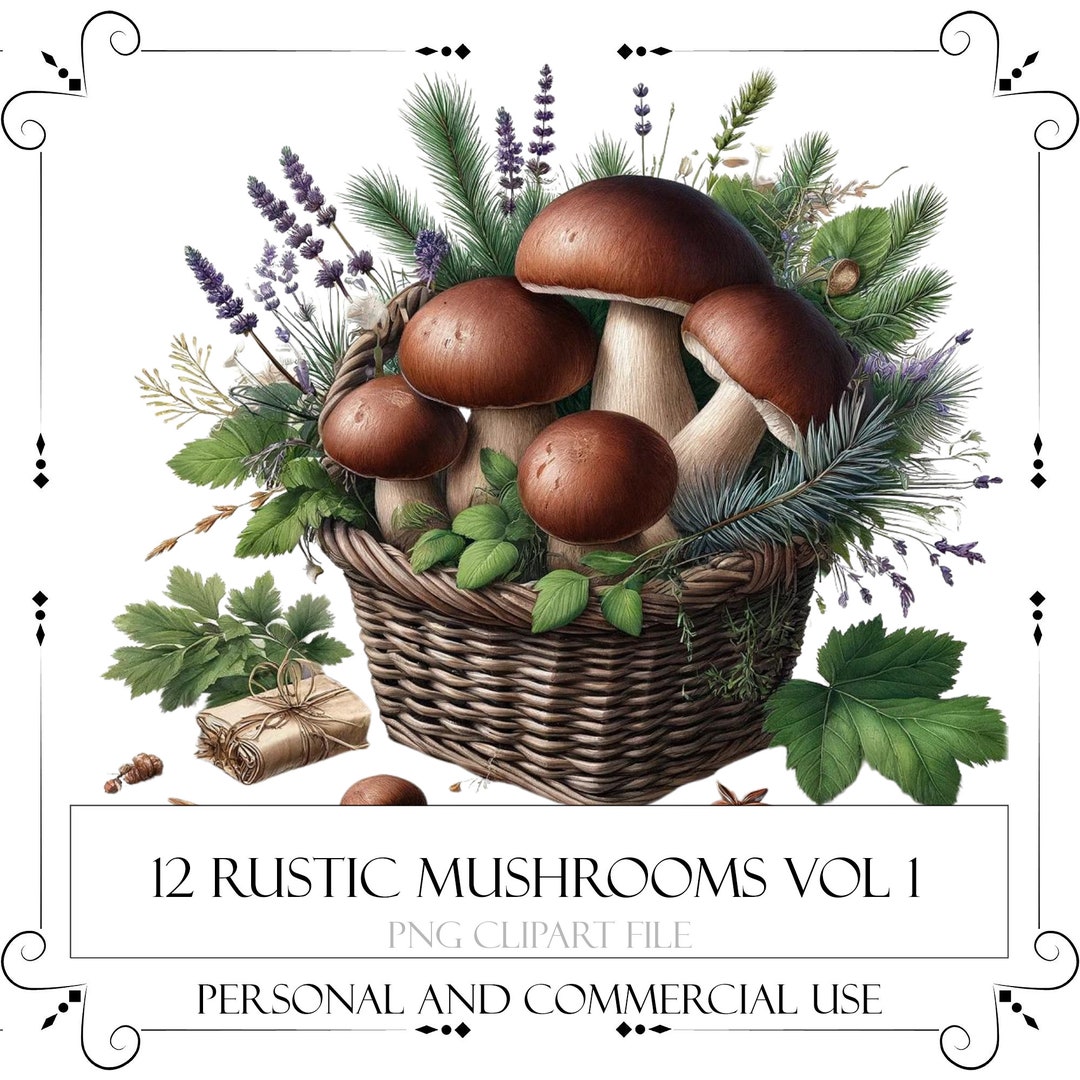 Rustic Mushroom Png Clipart Woodlands Clip Art Forest Wall Art Digital ...
