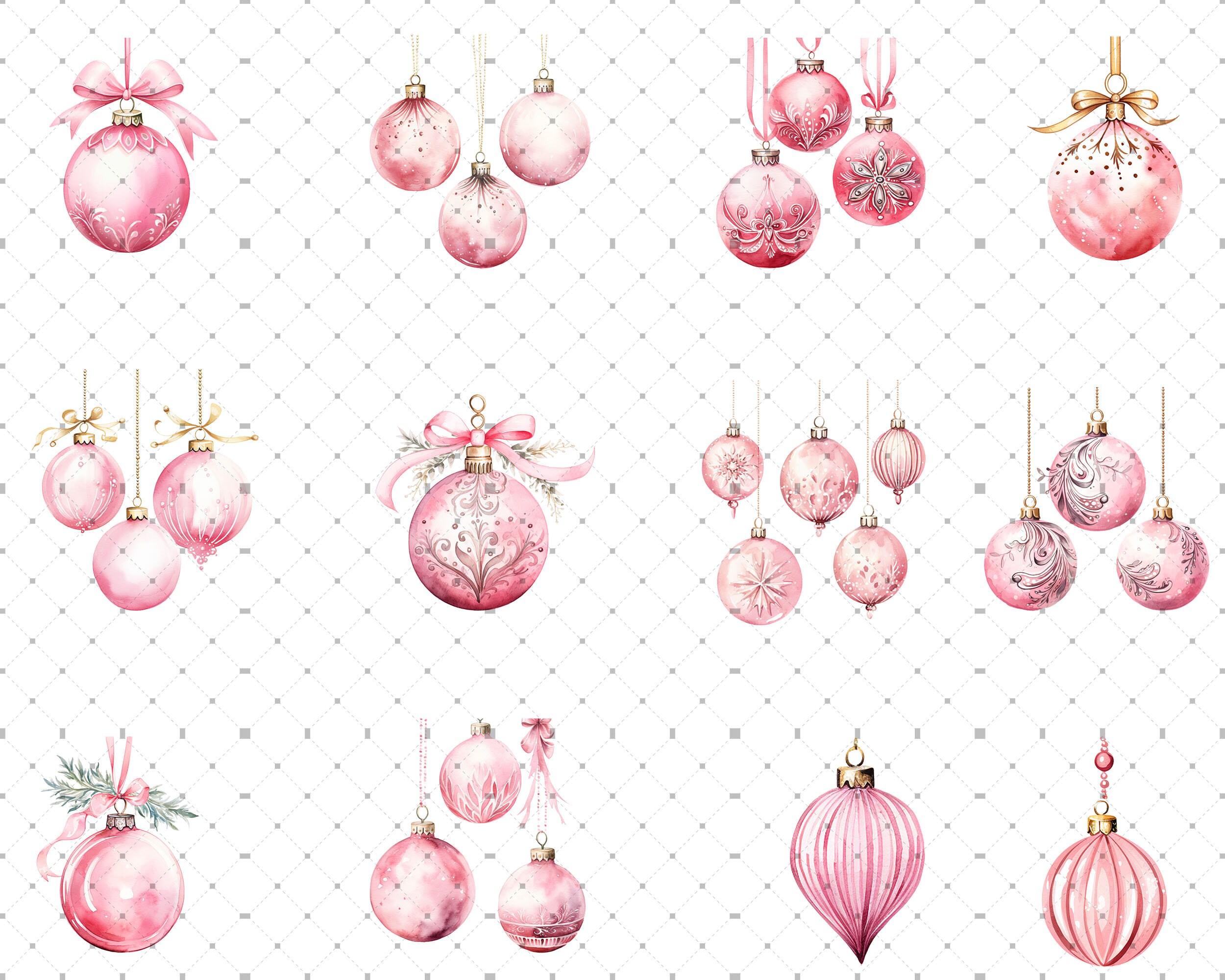 Christmas Ornaments Clipart Pink Christmas Ornaments Cute Christmas ...