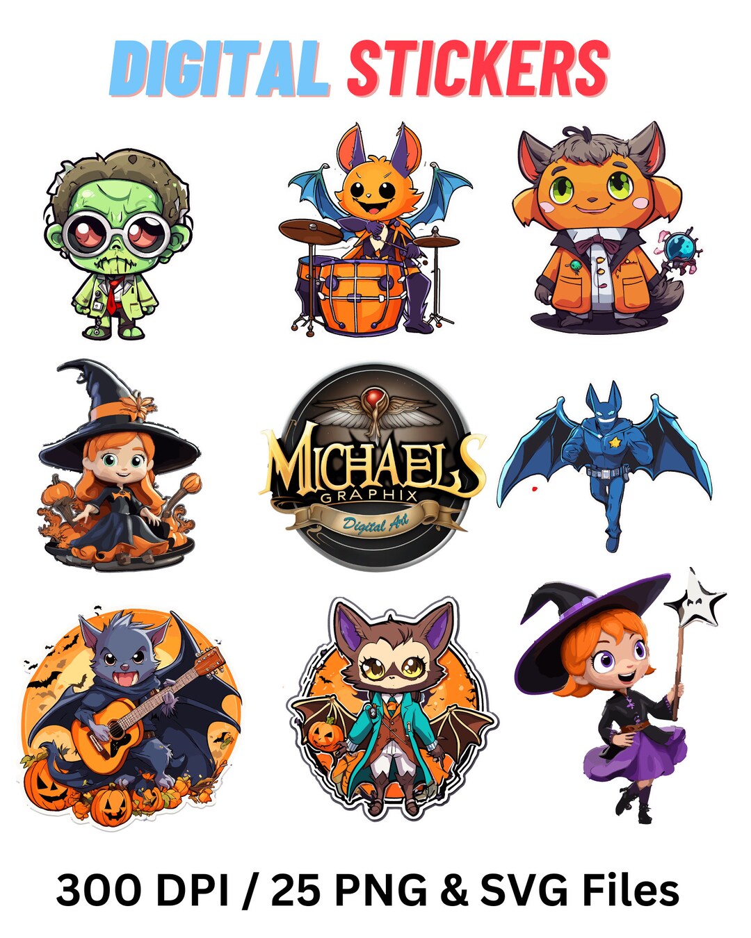 Spooktacular Halloween Sticker Digital Downloads | Instant Printable ...