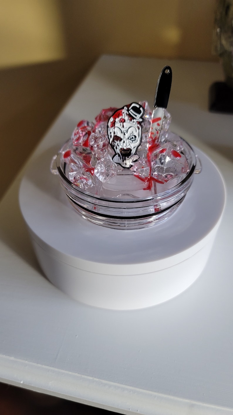 Horror Themed 20 Oz Straight Tumbler. Including Handmade Horror Topper ...