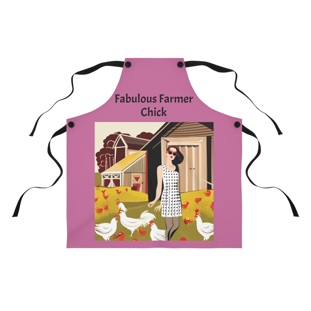 Fabulous Farmer Chick Light Pink Apron AOP - Etsy