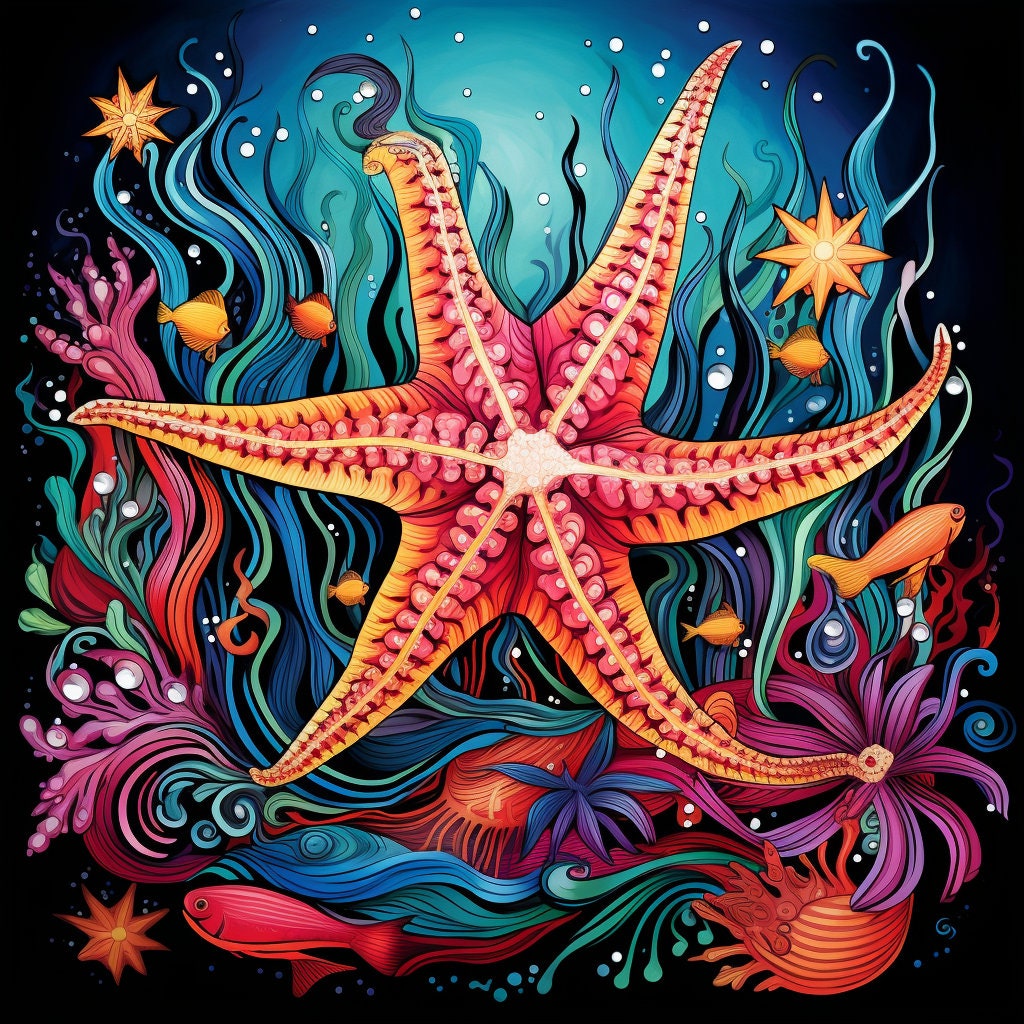 10 Coloring Pages of Starfish - Starfish Spectacle: A 10-page Deep Sea ...