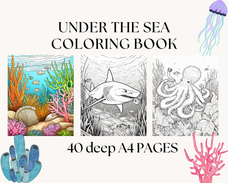 Under the Sea Coloring Pages Digital Product Aquadoodle: Deep Sea ...