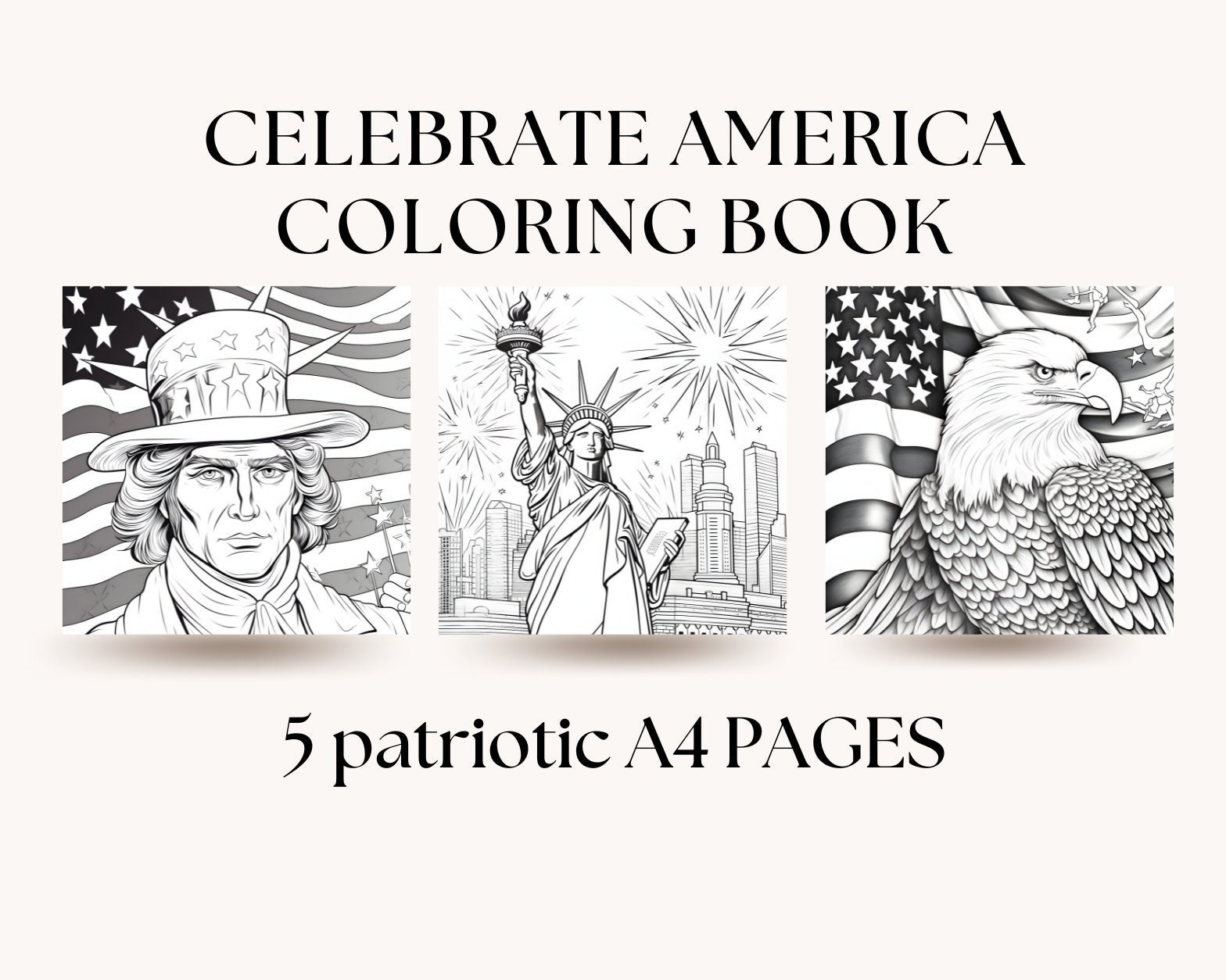 American Spirit: Patriotic Digital Coloring Set of 5 - Digital Coloring ...