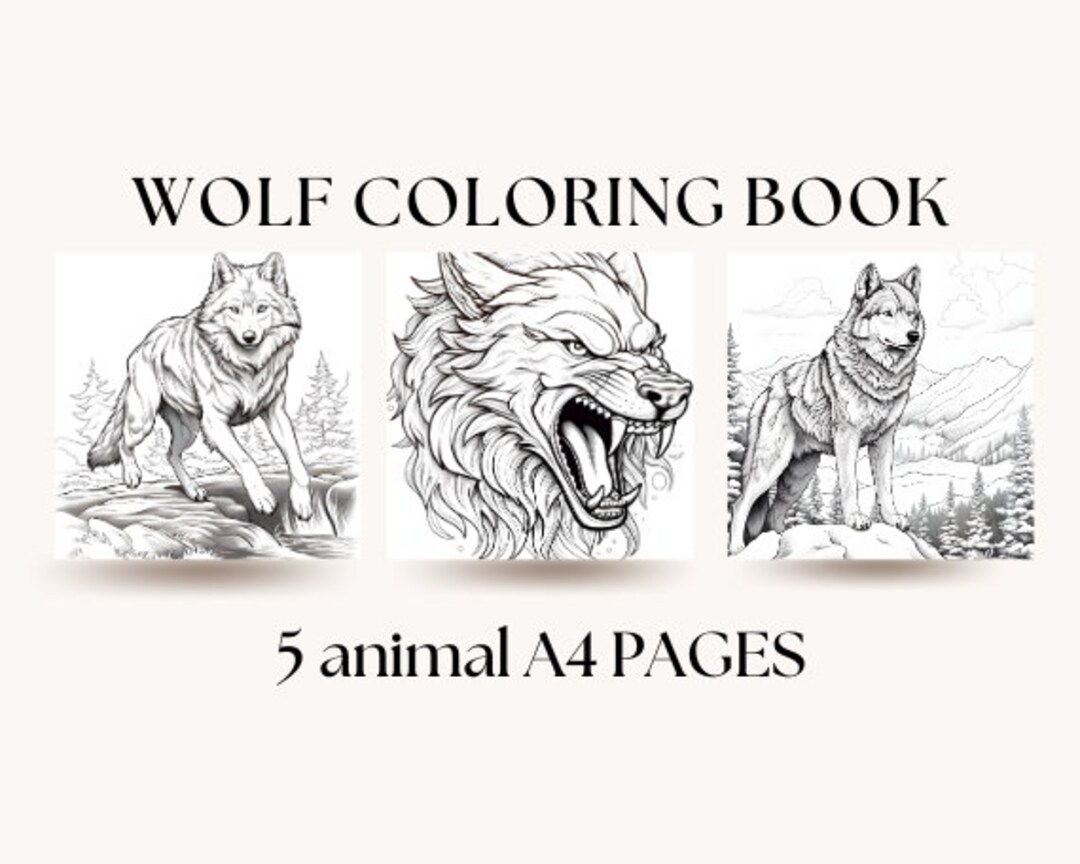 Wild Wonders: Wolf Digital Coloring Set of 5 - Digital Coloring Set of ...