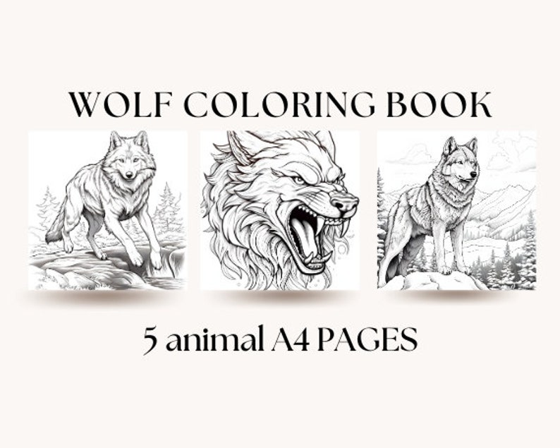 Wild Wonders: Wolf Digital Coloring Set of 5 - Digital Coloring Set of ...