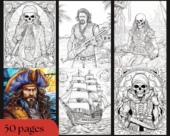 Pirate Lovers Coloring Pages for Boys - Seafaring Scoundrels: 50 Pirate ...