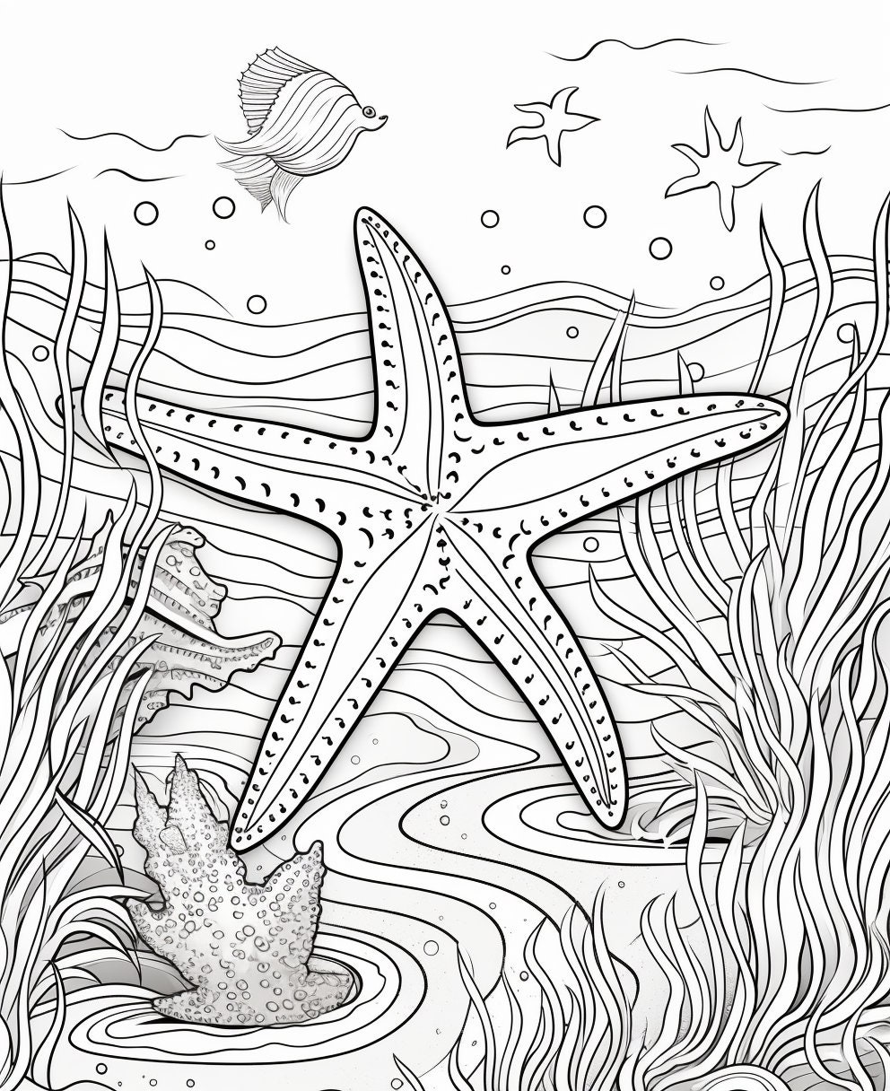 10 Coloring Pages of Starfish - Starfish Spectacle: A 10-page Deep Sea ...