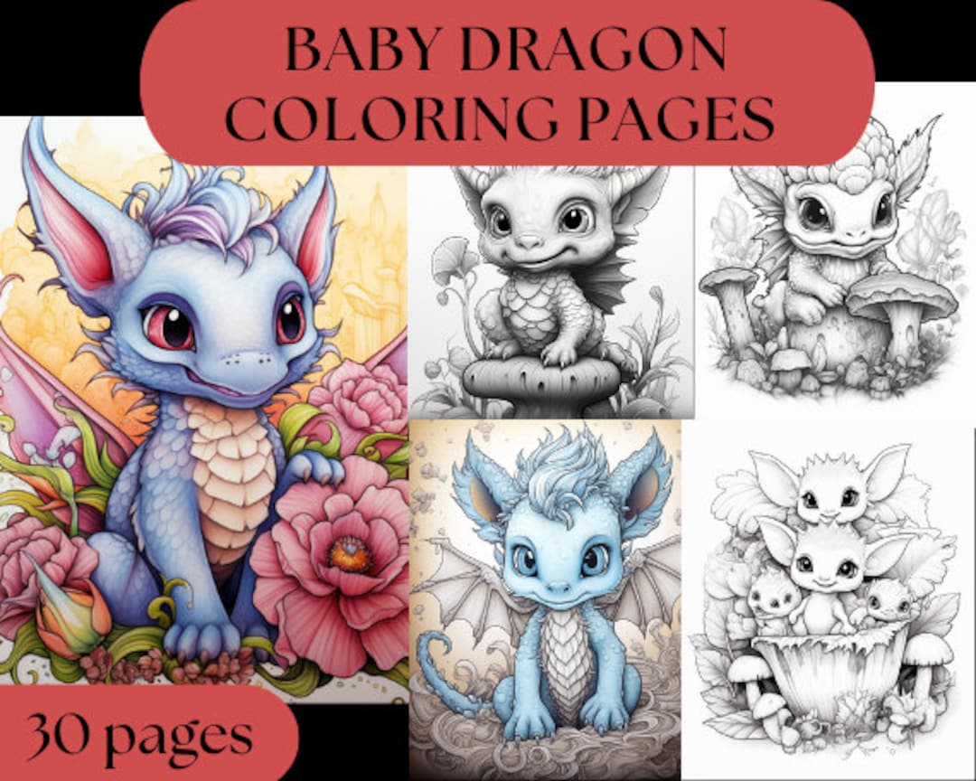Baby Dragon Coloring Pages - Set of 30 Printable, Adorable, and ...