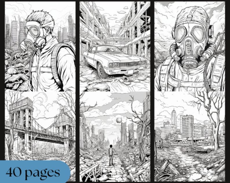 Apocalypse Visions: 40 Digital Coloring Pages of Post-apocalyptic ...