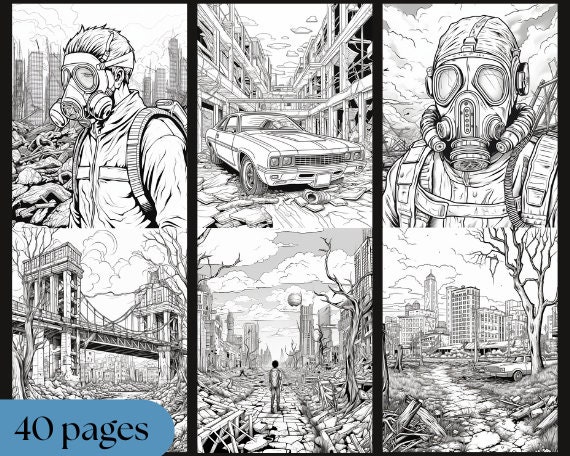 Apocalypse Visions: 40 Digital Coloring Pages of Post-apocalyptic ...