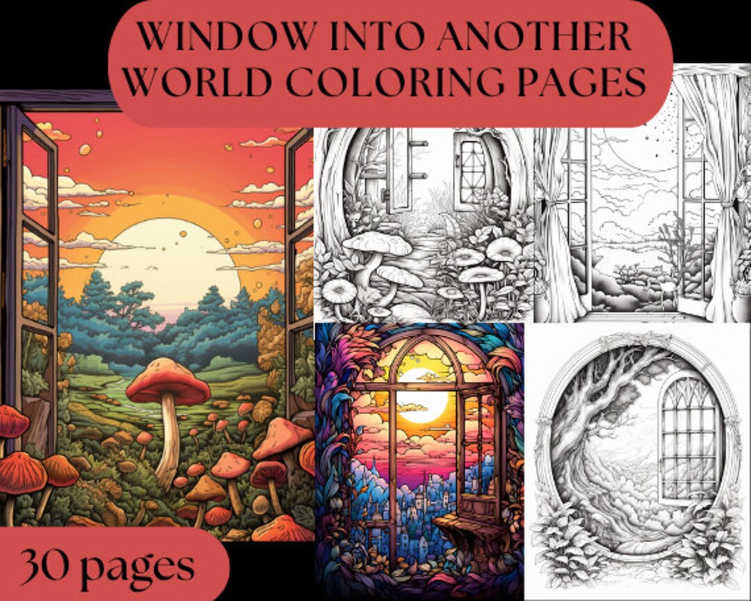 Fantasy World Window Coloring Pages Set of 30 Printable, Unique, and ...