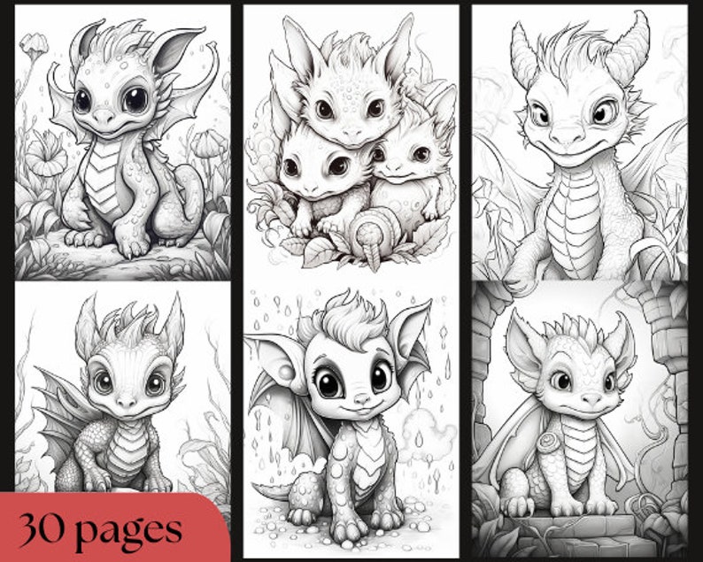 Baby Dragon Coloring Pages - Set of 30 Printable, Adorable, and ...