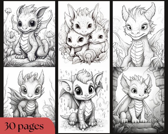 Baby Dragon Coloring Pages - Set of 30 Printable, Adorable, and ...