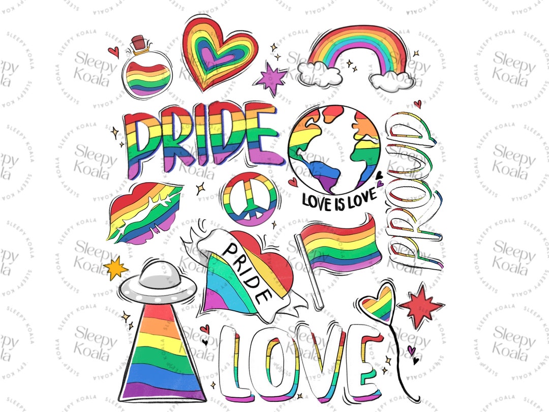 Pride White Doodle Cute PNG Digital, Sublimation Hand Drawn Design ...