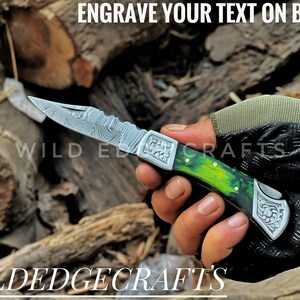 Unique Folding Pocket Knife - Handmade Damascus Steel With Back Lock ...