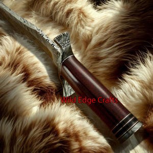 Handmade Feather Pattern Damascus Steel Hunting Bowie Knife | Micarta ...