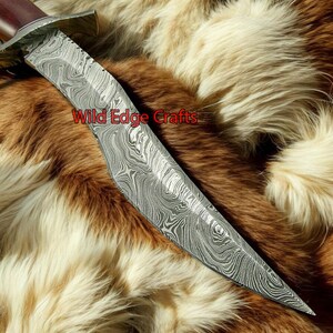 Handmade Feather Pattern Damascus Steel Hunting Bowie Knife | Micarta ...