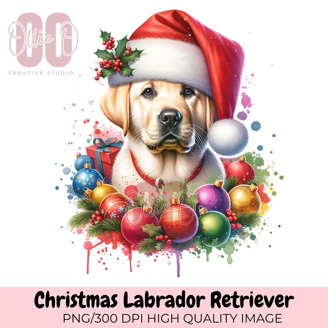 Christmas Labrador Retriever PNG, Xmas Dog Clipart Sublimation PNG ...