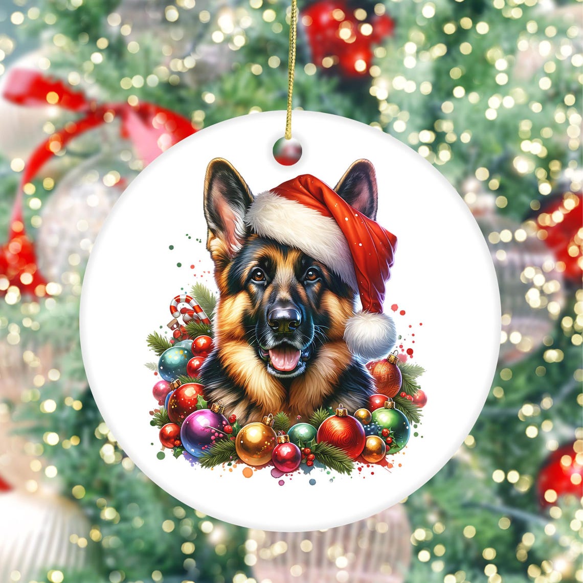 Christmas Dog, Christmas German Shepherd Clipart PNG, Xmas Dog Portrait ...