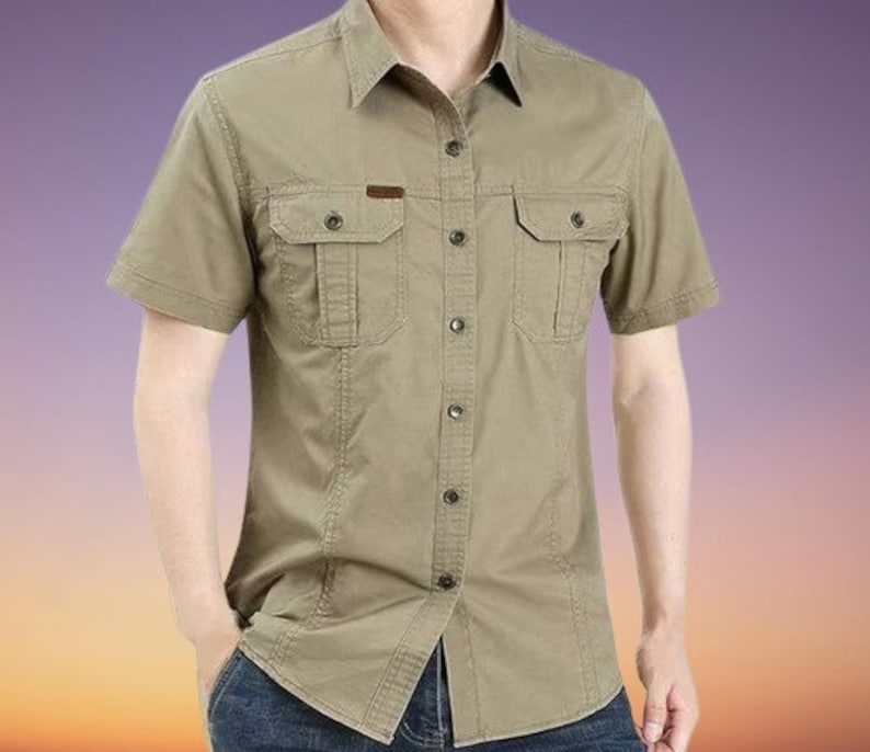 Double Pocket Half Sleeve Safari Suit Style Casual Shirt for Men's Good ...