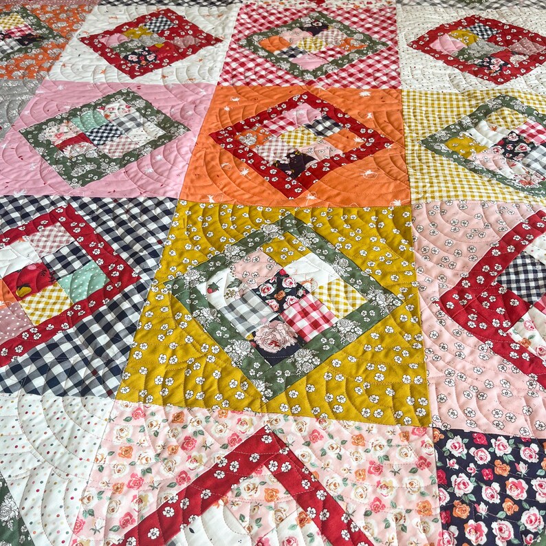9 Patch Pivot Quilt Kit, Large Throw Quilt, Bloomberry Fat Quarter ...