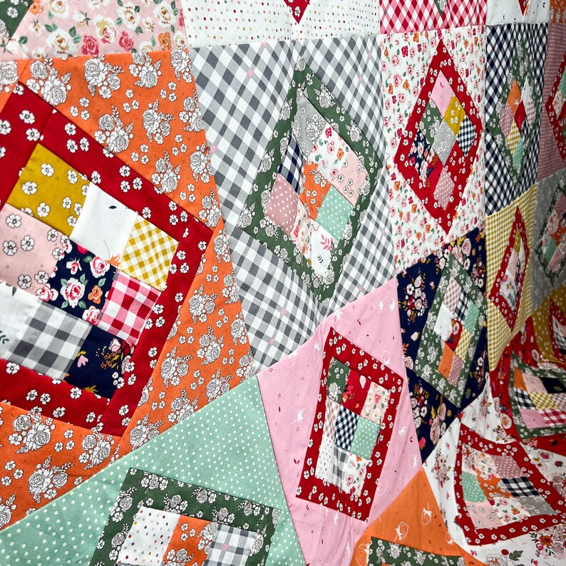9 Patch Pivot Quilt Kit, Large Throw Quilt, Bloomberry Fat Quarter ...